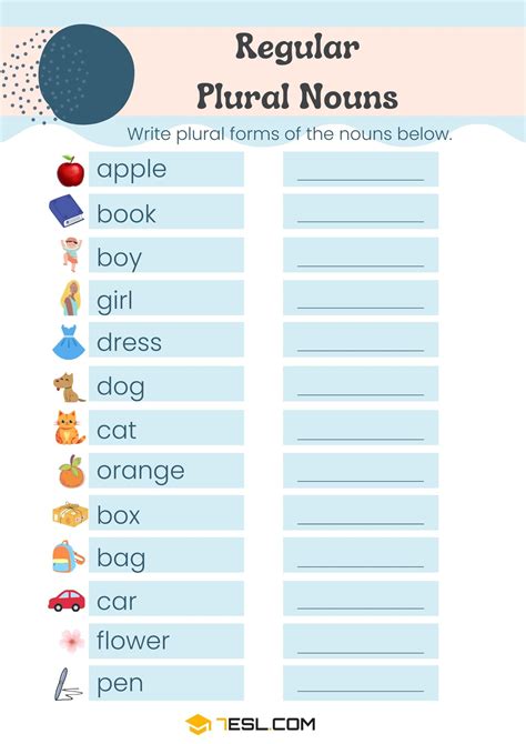 Regular Plural Noun Worksheets And Exercises Esl