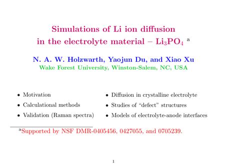 Pdf Simulations Of Li Ion Diffusion In The Electrolyte Material Li3po4