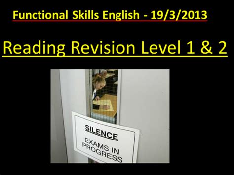 L1 And L2 Functional Skills English Reading Revision Teaching Resources