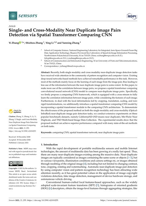 PDF Single And Cross Modality Near Duplicate Image Pairs Detection Via Spatial Transformer