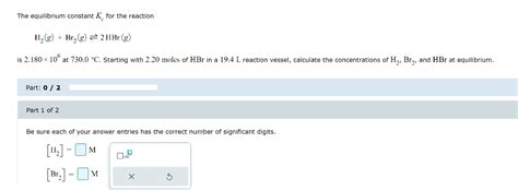 Solved The Equilibrium Constant Kc For The Reaction