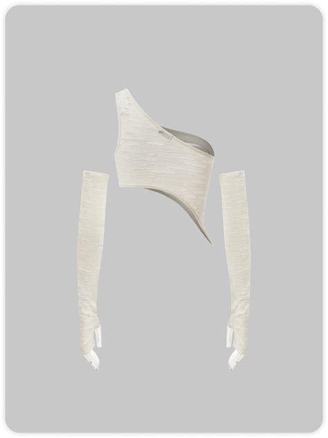 Y2k Off White Asymmetrical Design Arm Sleeves Cyberpunk Top Women Top