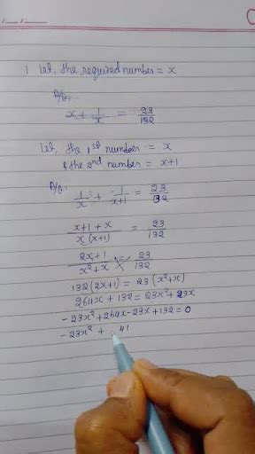 Exercise 451 The Sum Of Reciprocals Of Two Consecutive Numbers Is 1322