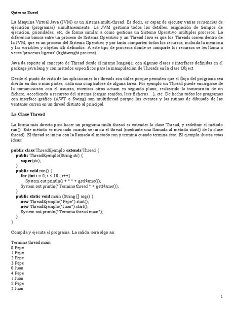 Qué Es Un Thread Pdf Java Lenguaje De Programación Hilo