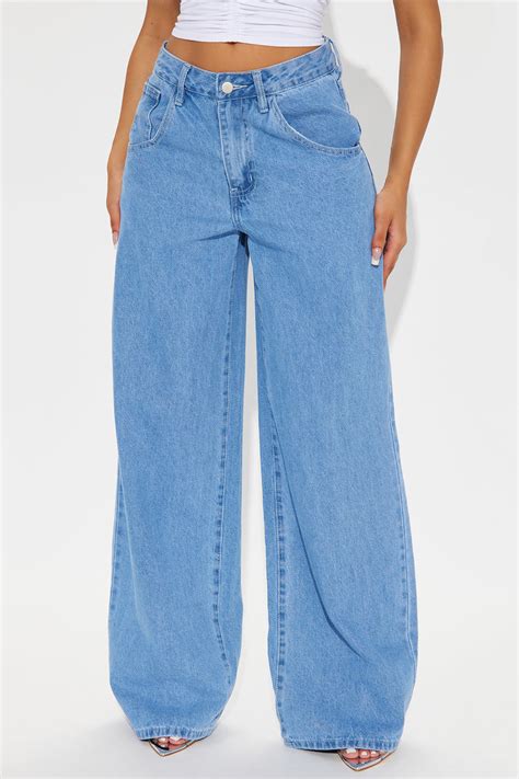 Main One Baggy Wide Leg Jeans Light Wash Fashion Nova Jeans