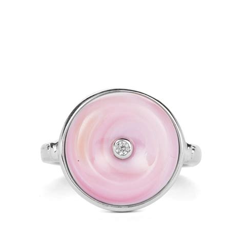 Queen Conch Shell Ring With White Zircon In Sterling Silver Gemporia