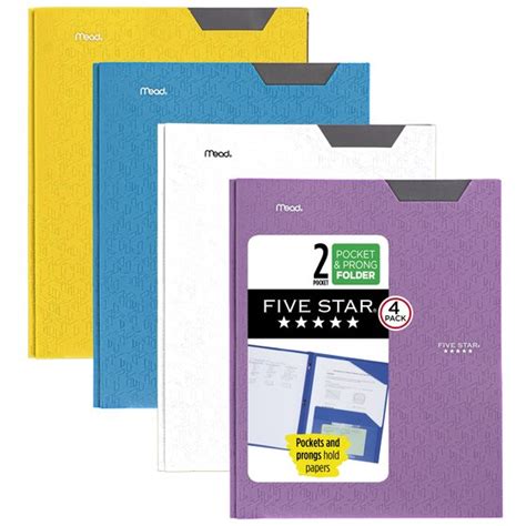 Five Star 2 Pocket Stay Put Pocket And Prong Folder Multipacks Pocket