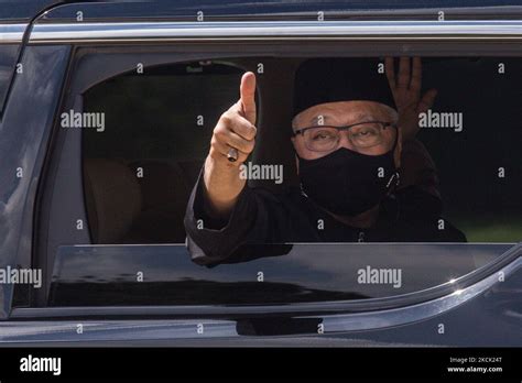 New Malaysian Prime Minister Ismail Sabri Yaakob Waves From A Car As