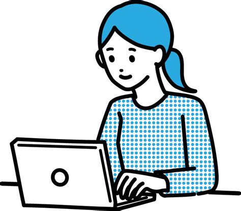 パソコンを使う人（女） ちょうどいいイラスト