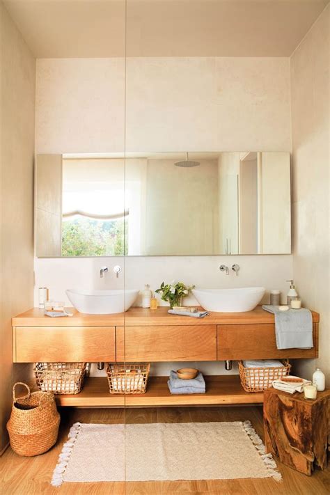 Baño Con Mueble Bajolavabo De Madera Baño Blanco Y Madera Muebles