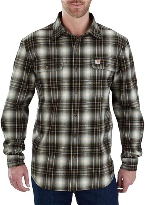 Amazon Carhartt Men S Hubbard Plaid Flannel Shirt Clothing Shoes Jewelry