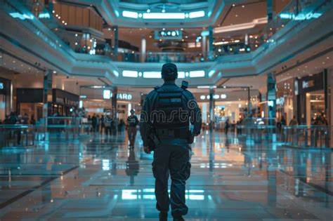Interior Dinámico Una Figura Solitaria En Un Moderno Centro Comercial