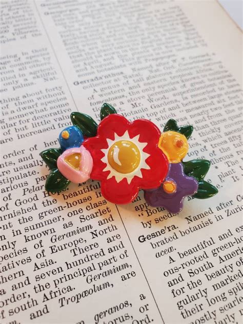 Mary Engelbreit Flower Pin With Original Sticker Crica 1999 Etsy