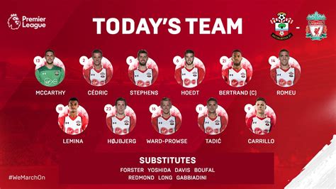 Premier League Starting Xis Southampton V Liverpool Itv News
