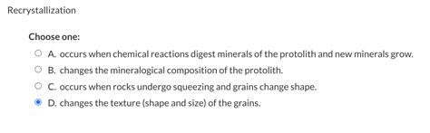 solved recrystallization choose one a occurs when chemical