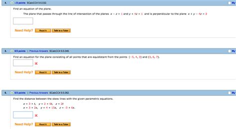 Solved Find An Equation Of The Plane The Plane That Passes