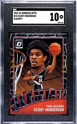 2023 24 Donruss Optic Scoot Henderson Slammy Sgc 10 Gem Mint Rookie Rc