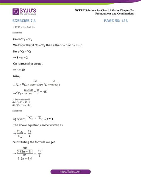 Ncert Solutions For Class Maths Chapter Permutations And Combinations
