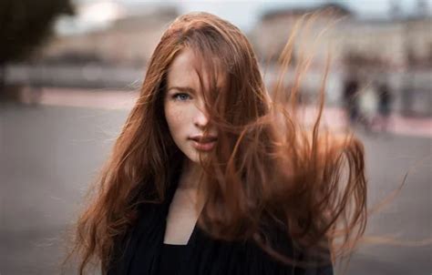 Wallpaper Girl Glare Sweetheart Street Model Freckles Red