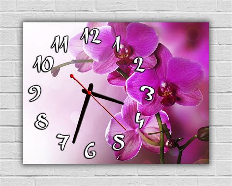 Красивые Часы на Стену Малиновая Орхидея 30х40 См Декор на Стену — Купить Недорого на Bigl Ua