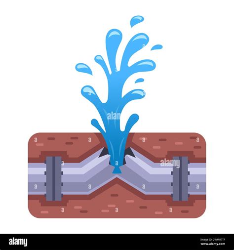 Burst Of Water Pipe From Underground Flat Vector Illustration Stock Vector Image And Art Alamy