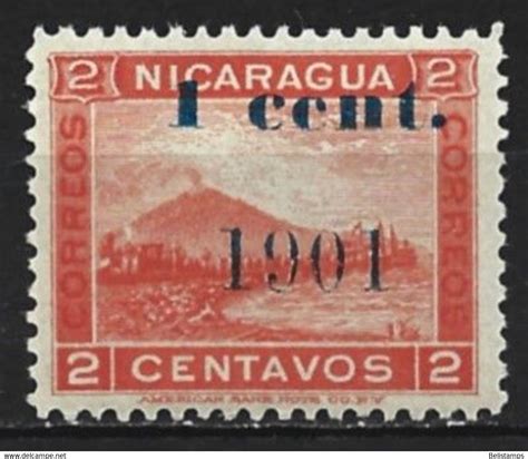 Nicaragua Nicaragua 1901 Scott 122 Mh Mt Momotombo Surcharged