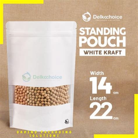 Jual Plastik Ziplock Standing Pouch Klip Makanan Kraft Paper Window Putih WINDOW PUTIH X
