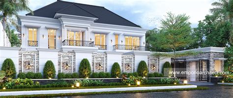 Desain Tampak Depan Dengan Pagar Rumah Klasik 2 Lantai Bapak ACL Di