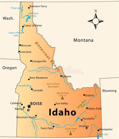Map Of Idaho Usa Map Of Idaho State Idaho State Map With Towns Map