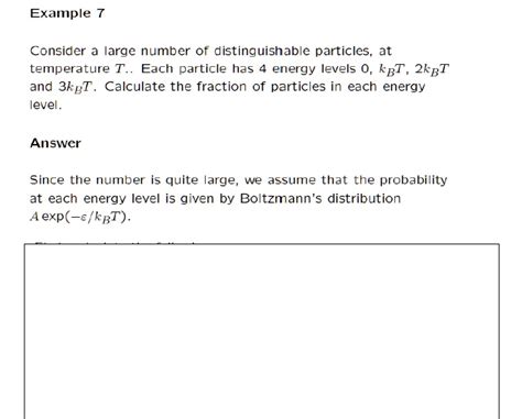 SOLVED Example Consider A Large Number Of Distinguishable Particles At Temperature T Each