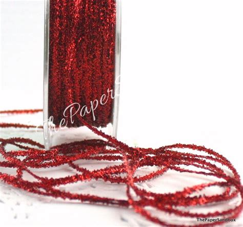 Red Glitter Twine String 18 Wide By The Yard Etsy