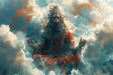 An Evocative Digital Artwork Showing Hanumans Form Expanding To Fill