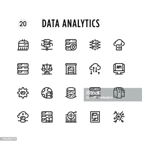 Data Analytics Line Icon Set Editable Stroke Pixel Perfect Stock Illustration Download Image