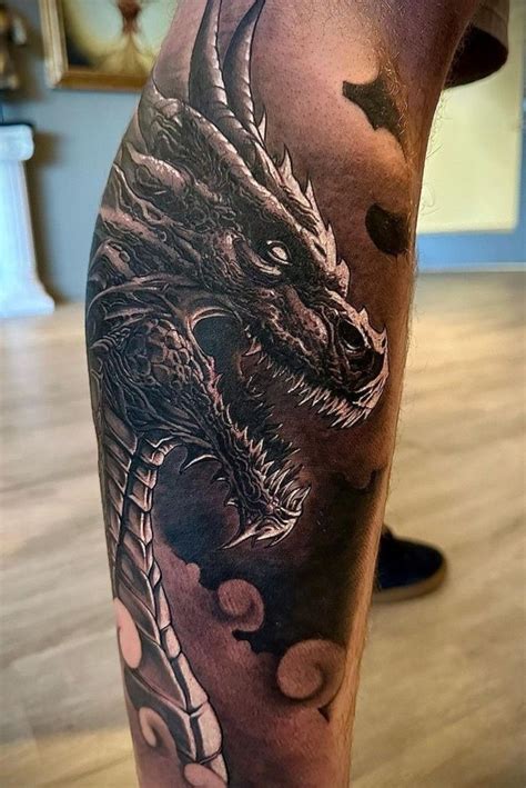 Pin By James Goodrich On Tattoo Dragon Tattoo Calf Dragon Tattoo