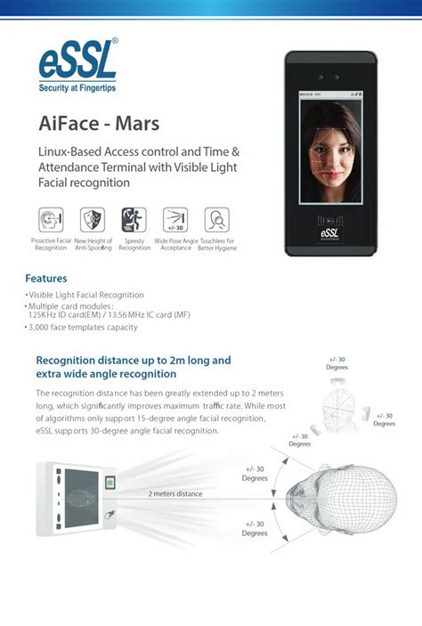ESSL FACE AIFACE MARS Face Recognition Attendance Recording System At