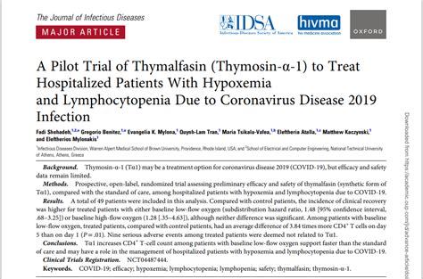 胸腺法新研究成果登上国际著名期刊the Journal Of Infectious Diseases 知乎