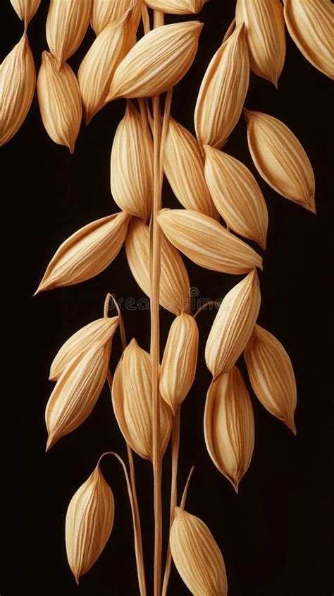 Detailed Hyperrealistic Oat Grains On Stem In Cinematic Background