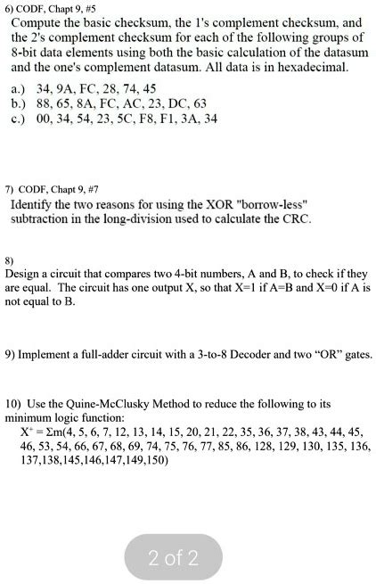 6 Codfchapt 95 Compute The Basic Checksumthe Ls Complement Checksumand