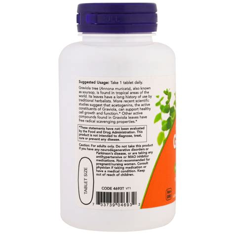 Graviola Double Strength 1000 Mg 90 Tablets Now Foods