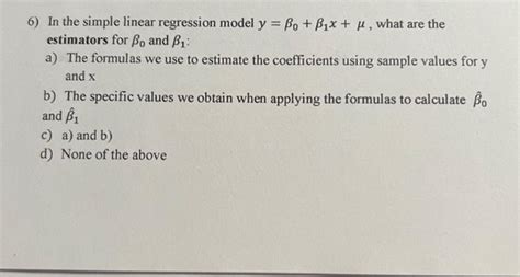 solved 6 in the simple linear regression model y β0 β1x μ