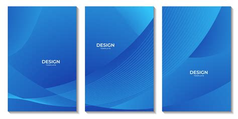 Set Of Flyers With Abstract Blue Wave Gradient Background For Business Presentation 24678319
