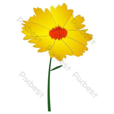 กระดาษสามมิติตัดเวกเตอร์ดอกไม้สีเหลืองฟรี Png องค์ประกอบกราฟฟิก แบบ