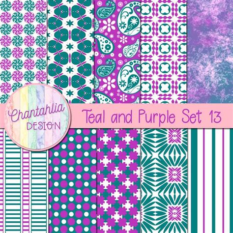 Free Teal And Purple Digital Papers With Patterned Designs