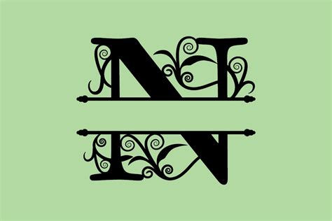 Monogram Alphabet Letters N Split Graphic By Wozart · Creative Fabrica