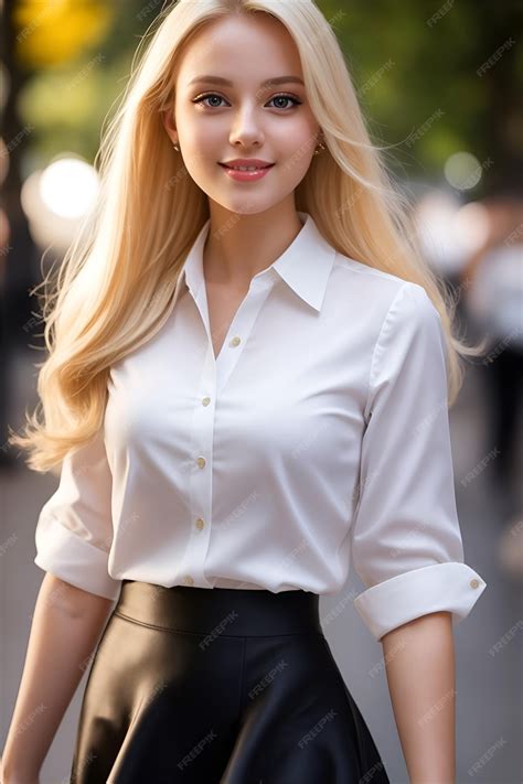 Premium Ai Image A Beautiful Lady Is Wearing White Blouse And Skirt