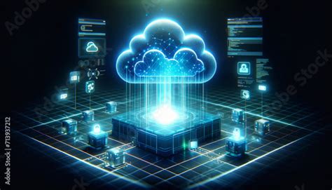 Photo Video Store Cloud Computing Concept In Server Room Digital Illustration Of Cloud