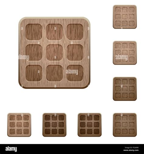 Set Of Carved Wooden Large Thumbnails Buttons 8 Variations Included