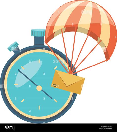 Parachute Flying With Envelope Delivery Service Vector Illustration Design Stock Vector Image
