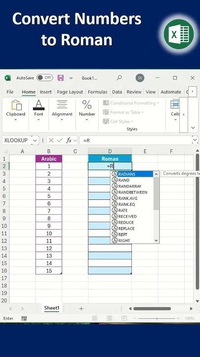 how to convert arabic numerals to roman numerals in ms excel youtube
