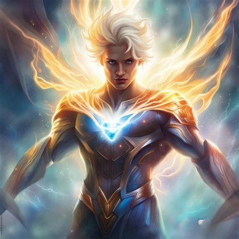 Premium Ai Image Superhero In Sky With Electric Energy Power